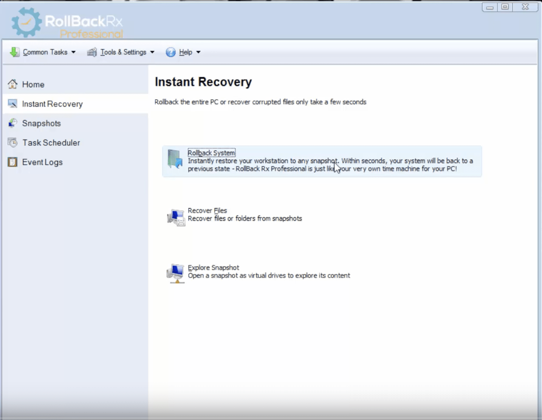 Rollback RX Professional - An Instant Time Machine for Your PC